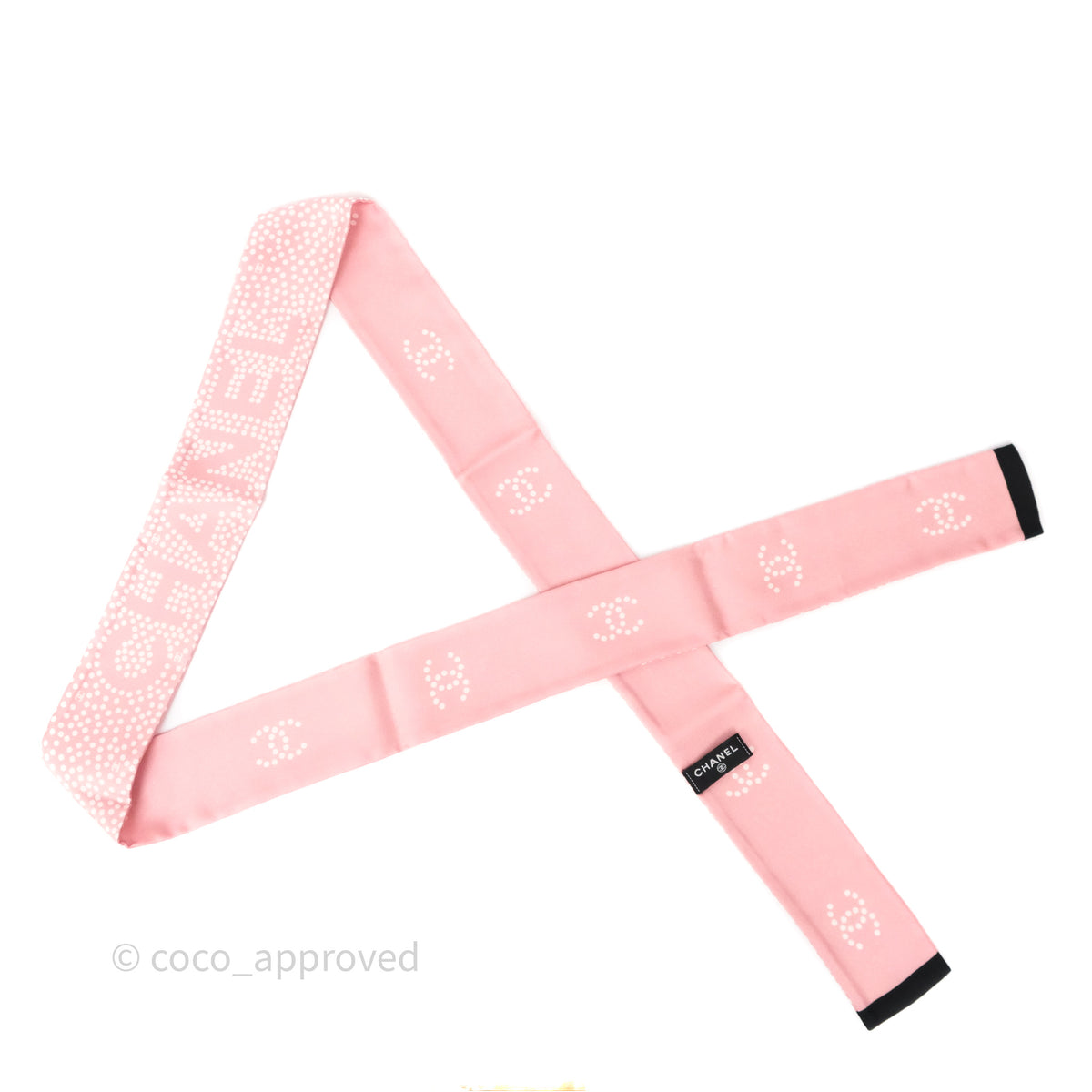 Chanel Logo Polka Dot Silk Twilly Pink White – Coco Approved Studio