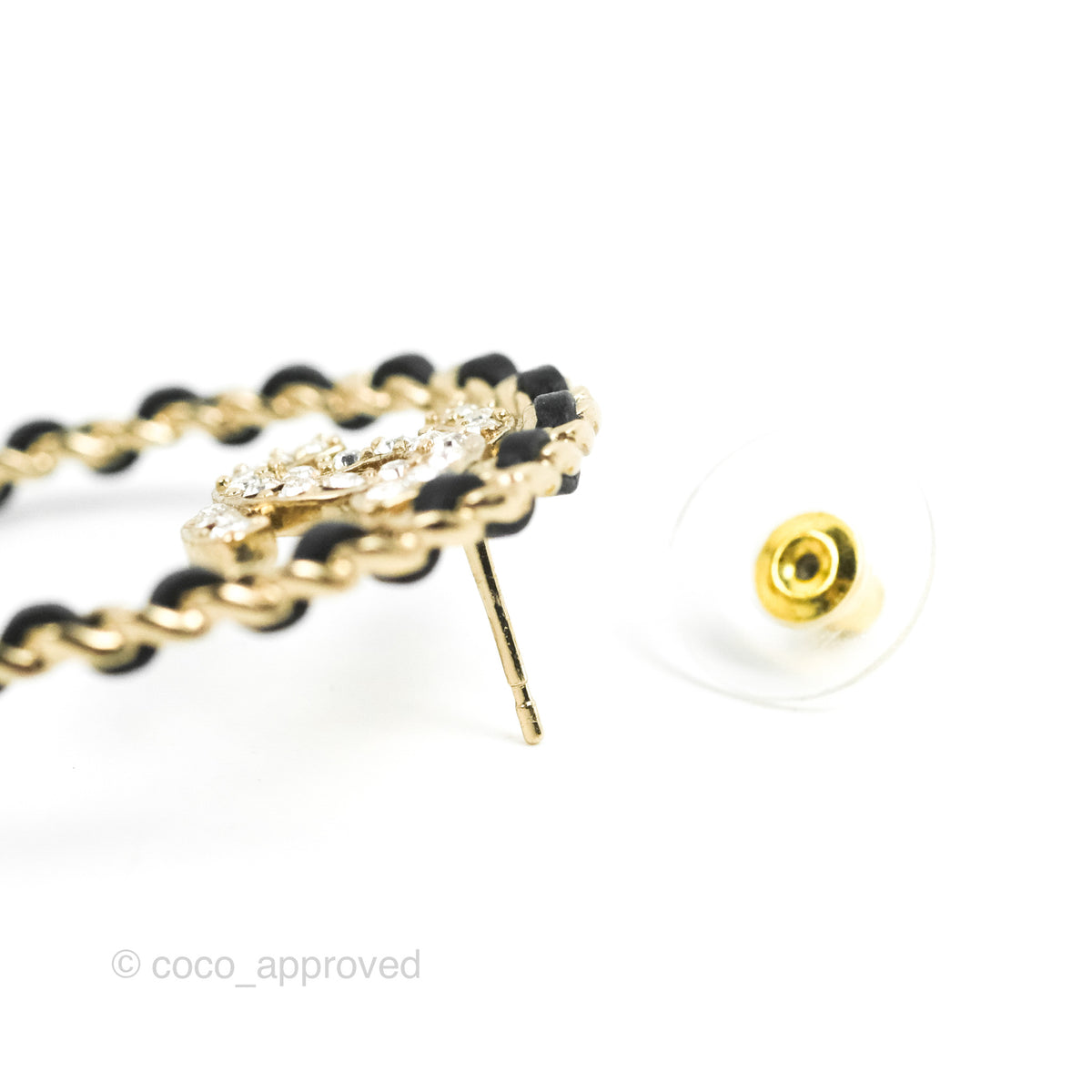 Chanel Woven Round Crystal CC Earrings Gold Tone 22B – Coco Approved Studio