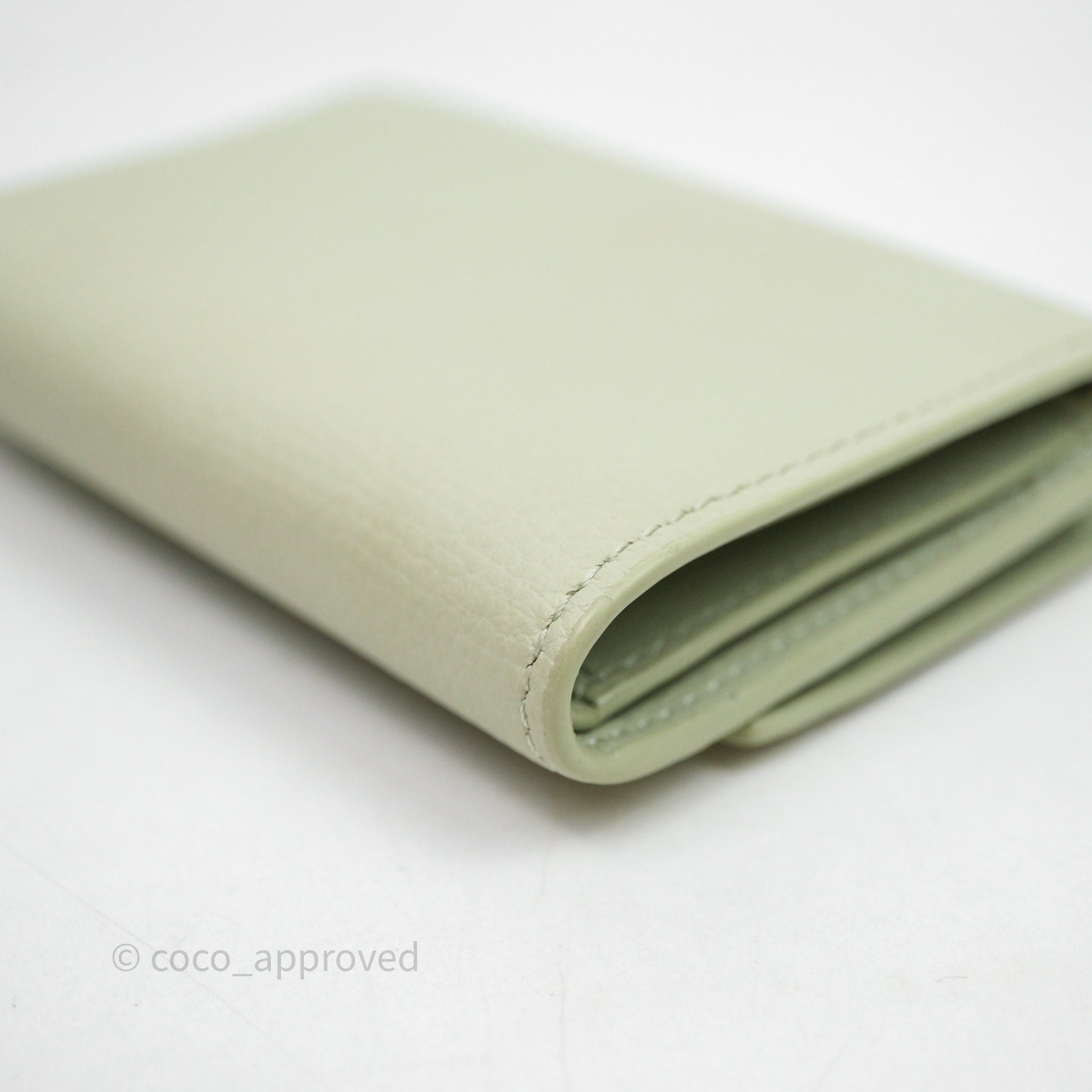 Loewe Anagram Small Vertical Wallet Green Silver Hardware – Coco ...