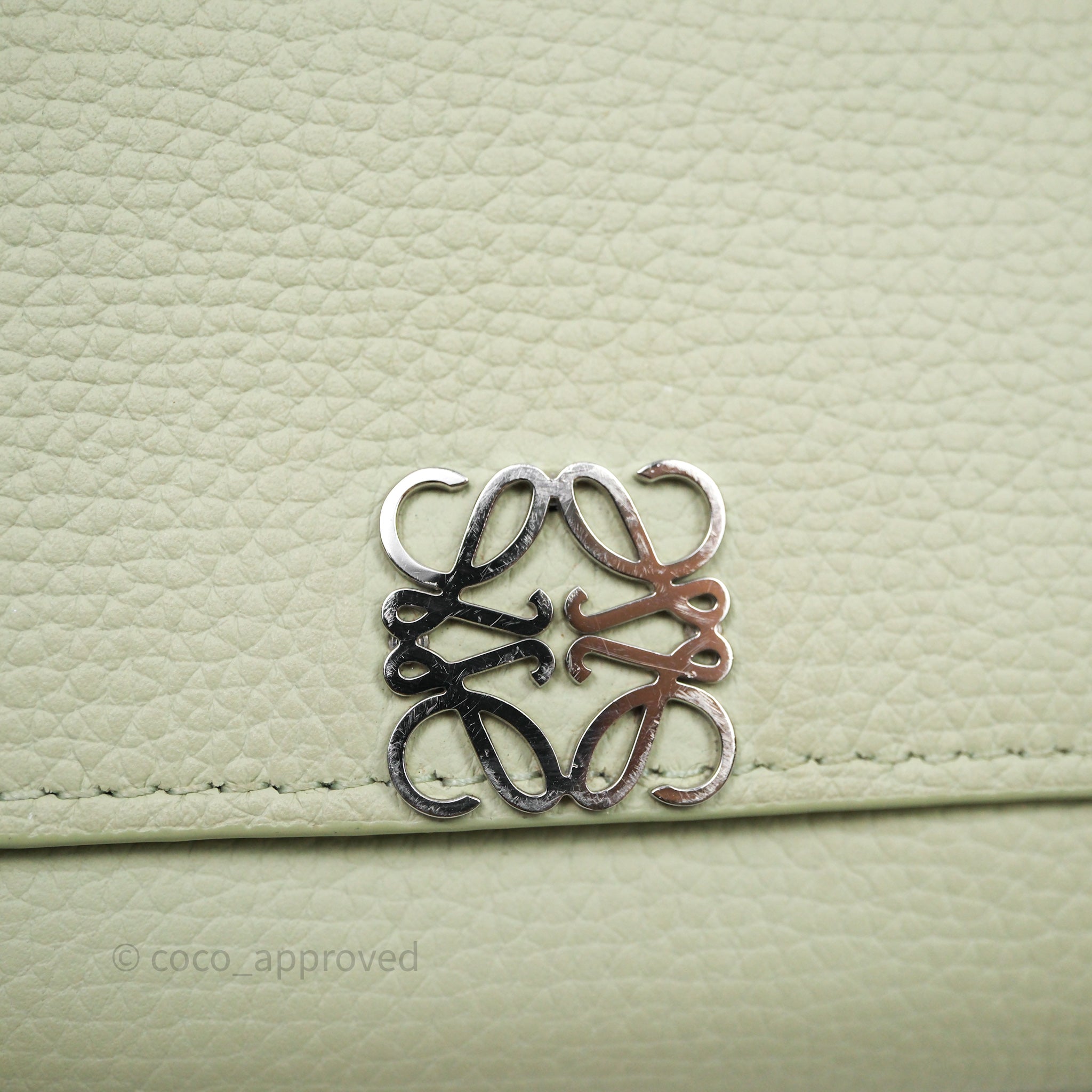 Loewe Anagram Small Vertical Wallet Green Silver Hardware – Coco ...