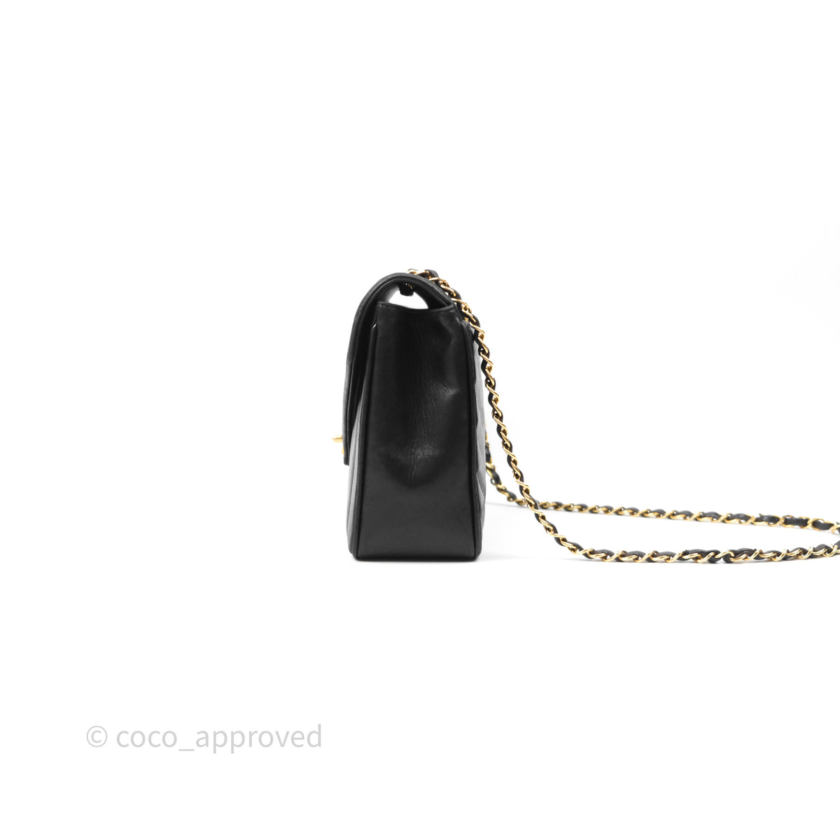 Chanel Vintage Chevron Envelope Flap Bag Black Lambskin 24K Gold Hardw ...