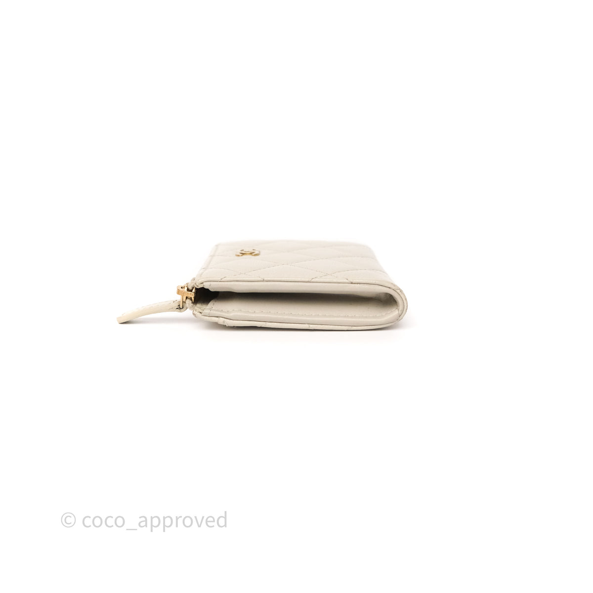 Chanel Zipper Card Holder Wallet Light Grey Caviar Gold Hardware – Coco ...