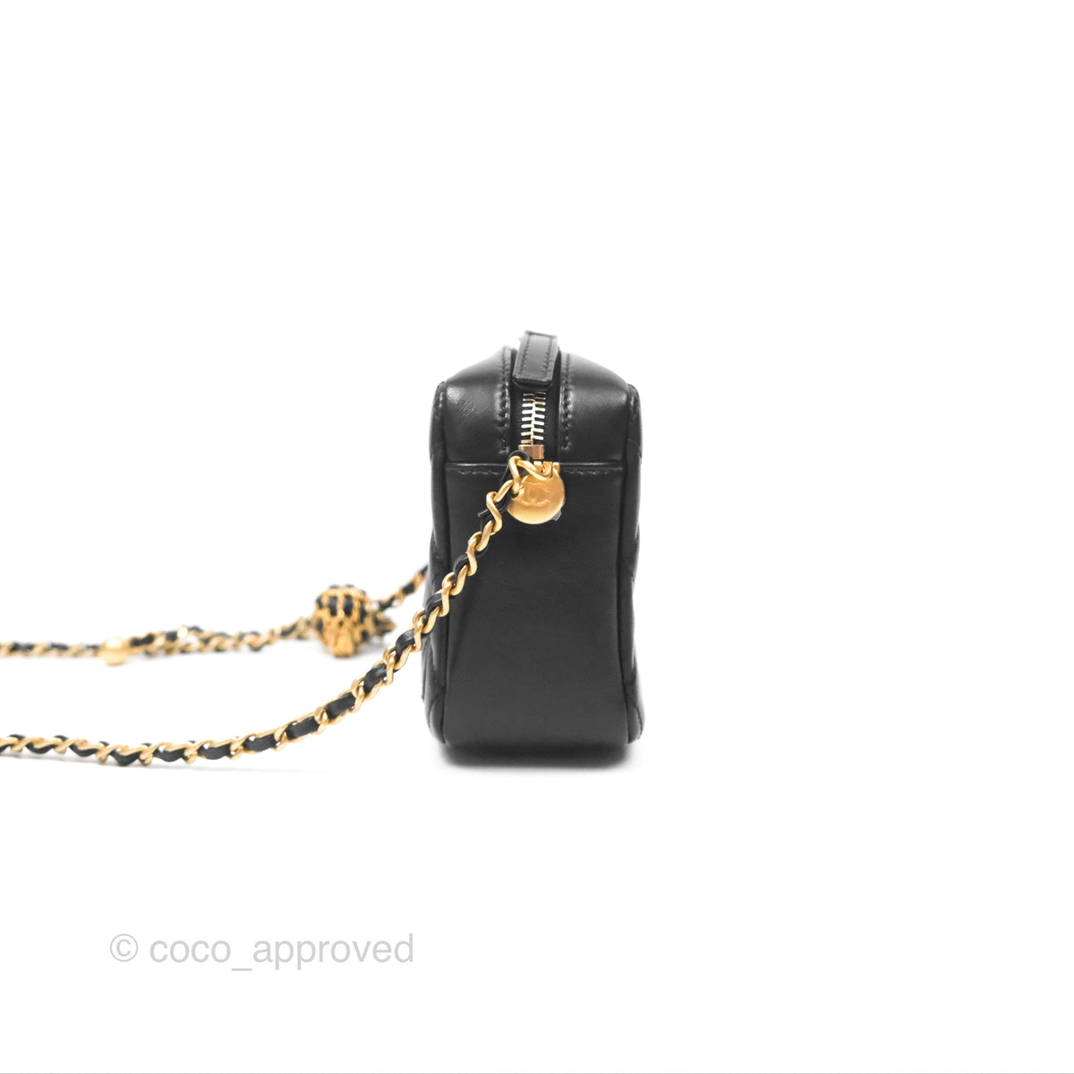 Chanel Quilted CC Pearl Crush Camera Case Black Lambskin Gold Hardware ...