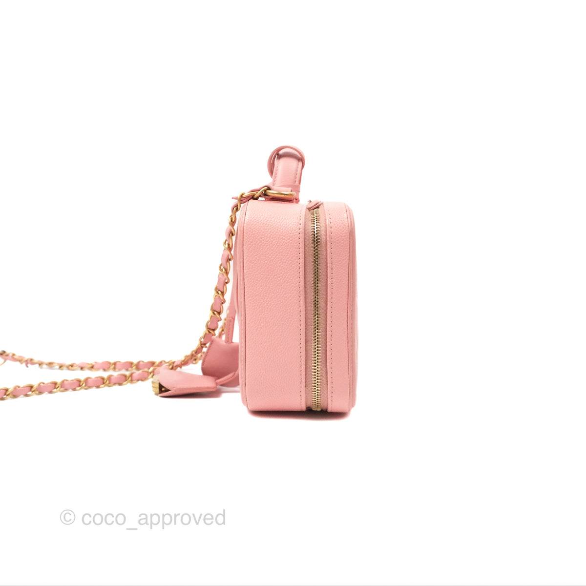 Chanel Quilted Medium CC Filigree Vanity Case Pink Caviar Gold Hardwar ...