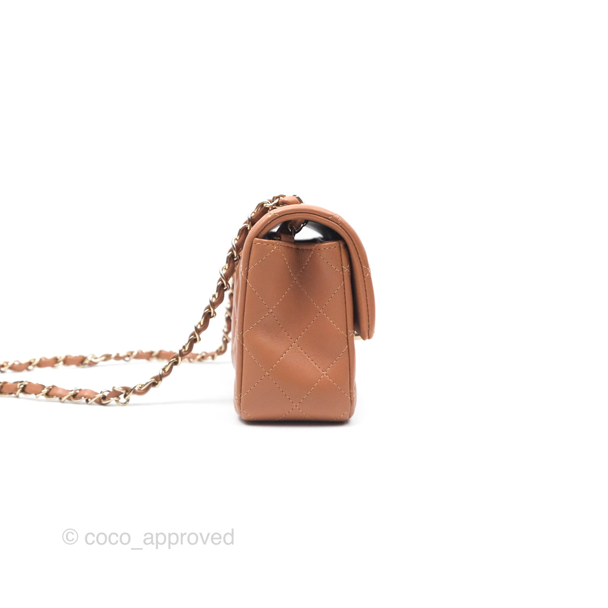 Chanel Quilted Mini Rectangular Flap Caramel Lambskin Gold Hardware ...