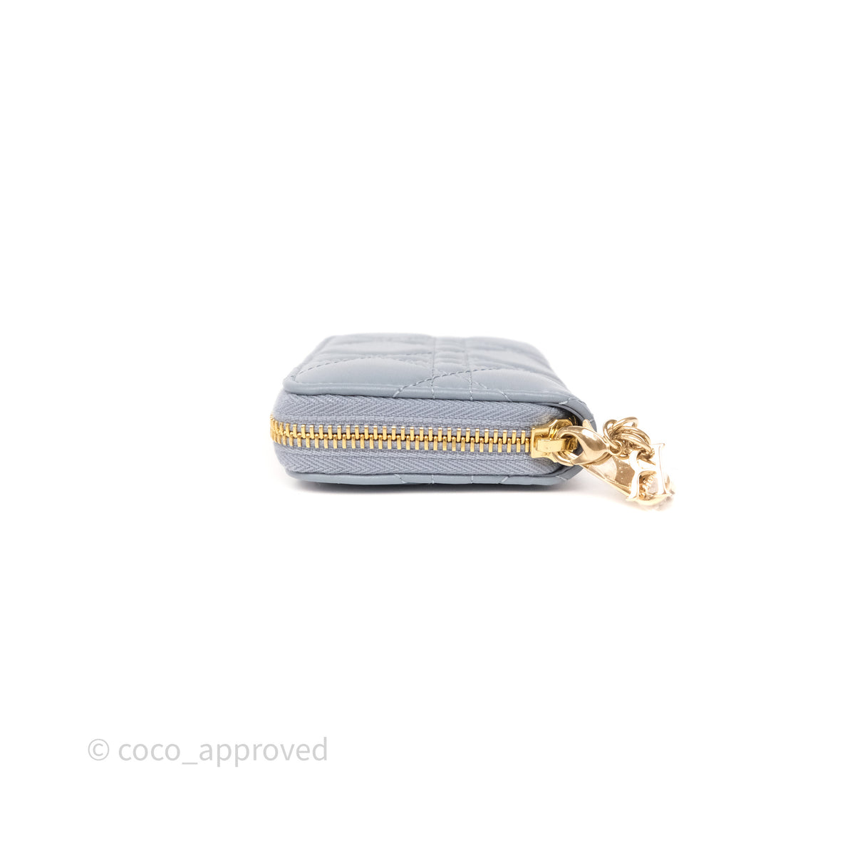 Dior Small Lady Dior Voyageur Coin Purse Cloud Blue Lambskin Cannage ...