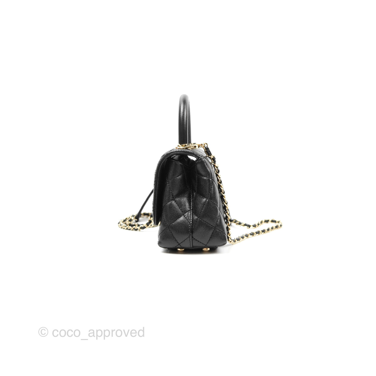 Chanel Mini Coco Handle Quilted Black Caviar Gold Hardware – Coco ...