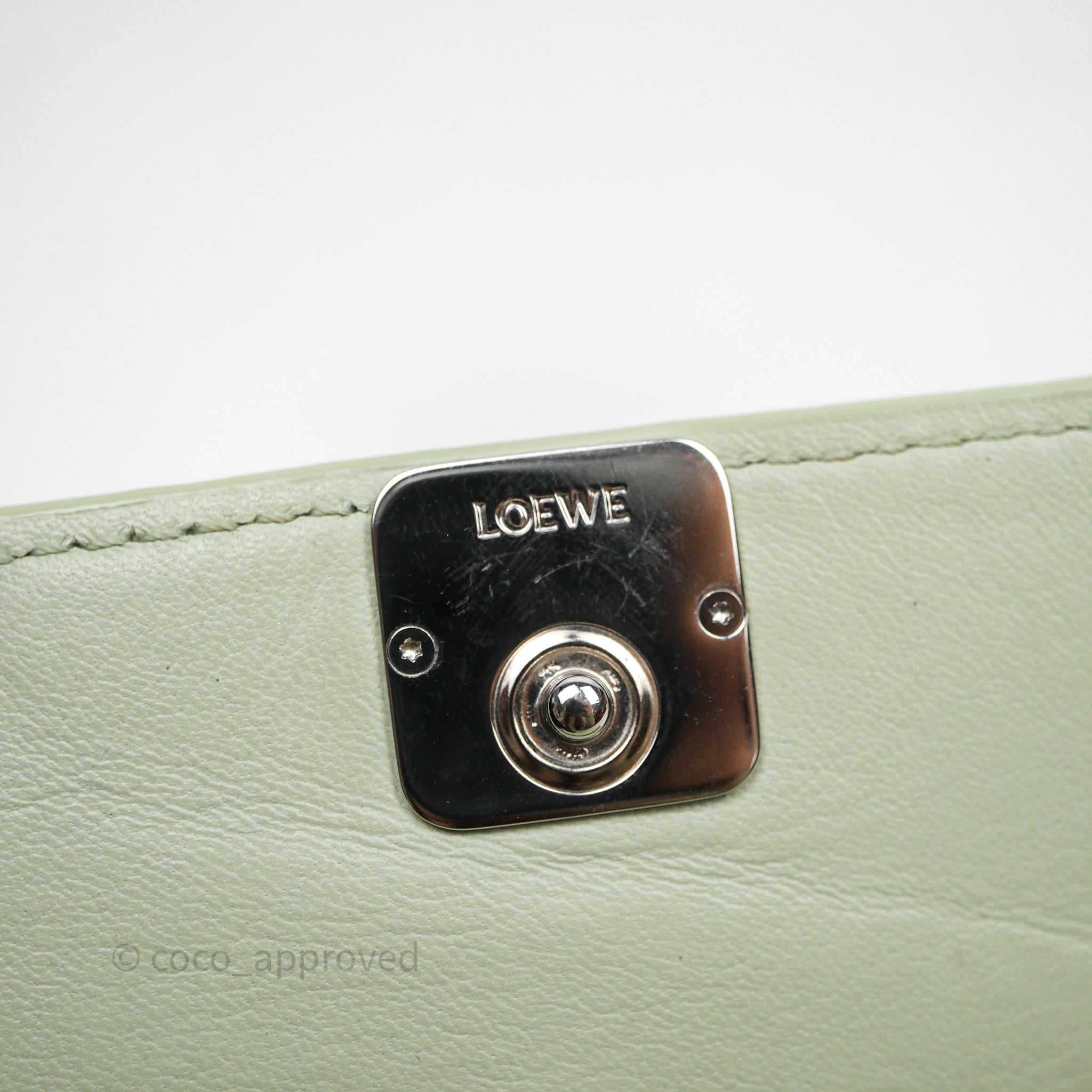 Loewe Anagram Small Vertical Wallet Green Silver Hardware – Coco ...
