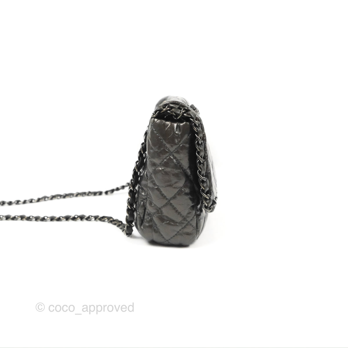 Chanel Medium Chain Me Flap Bag Metallic Dark Grey Calfskin Gun Metal ...