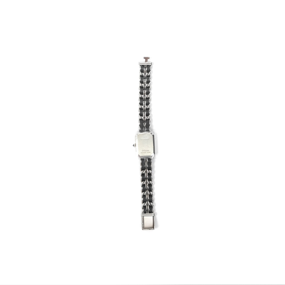 Chanel Première Iconic Chain Watch Black Leather Silver Tone Size ML ...