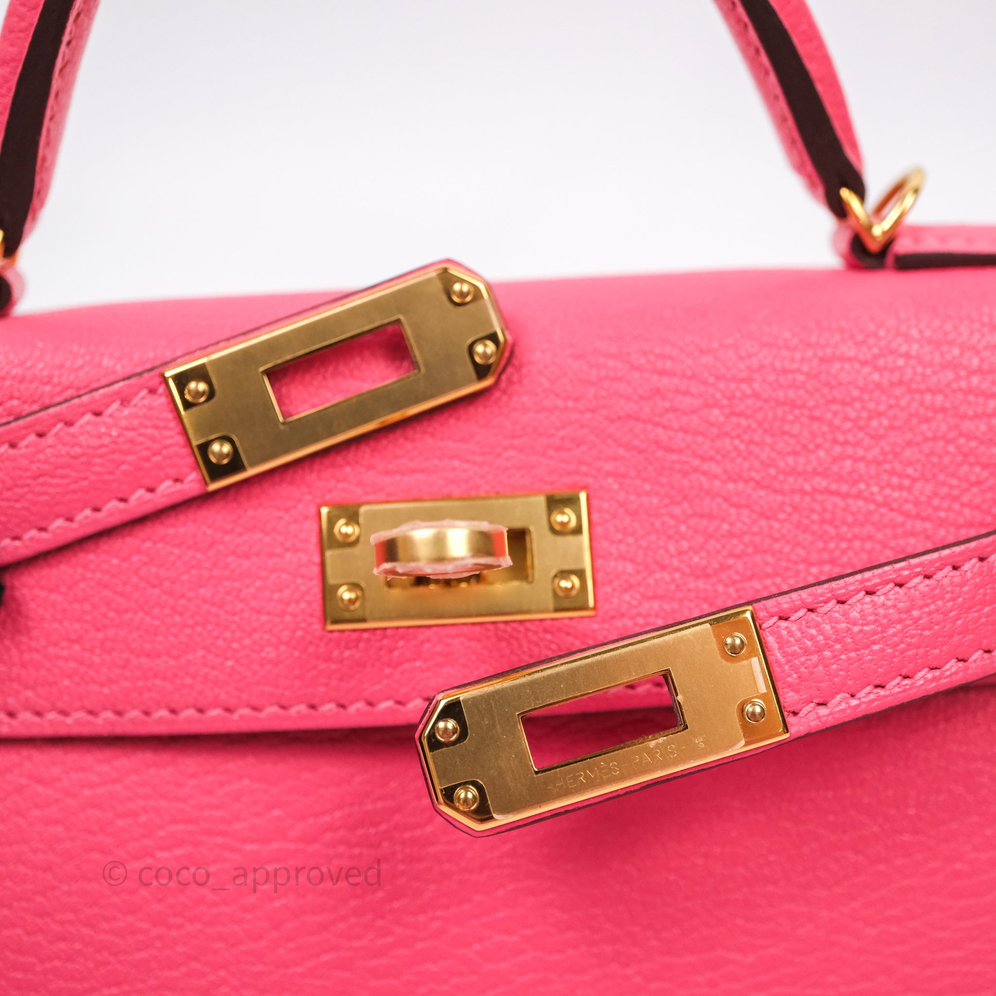 Hermes Mini Kelly II Chevre Mysore U5 Rose Lipstick Gold Hardware ...