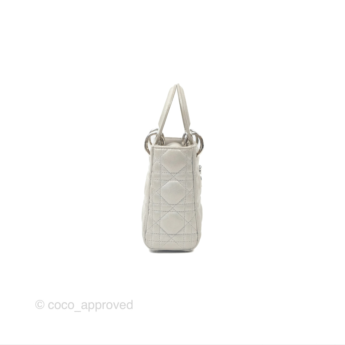 Christian Dior Mini Lady Dior Metallic Silver Nubuck Silver Hardware ...
