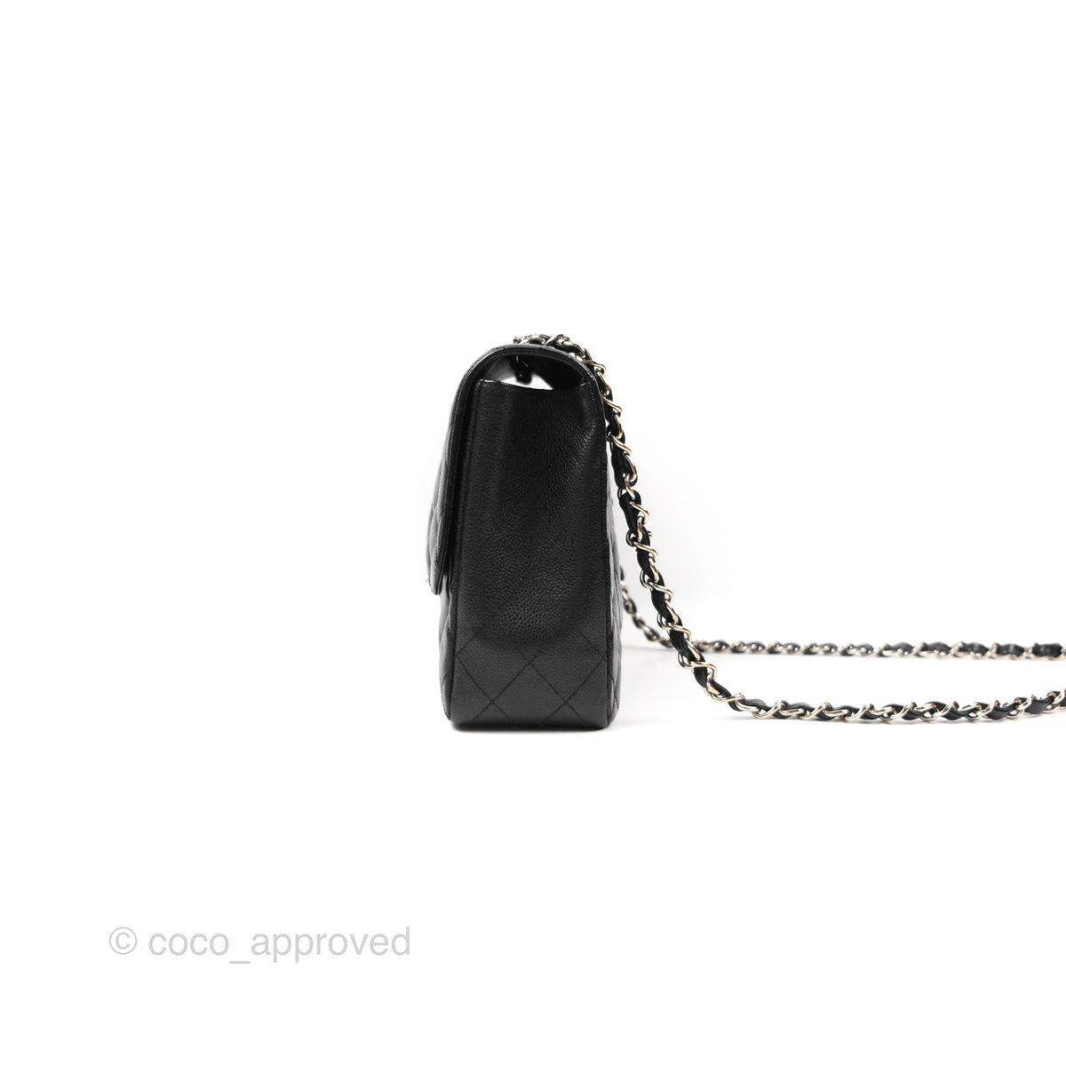 Chanel Jumbo Single Flap Quilted Black Caviar Silver Hardware – Coco ...