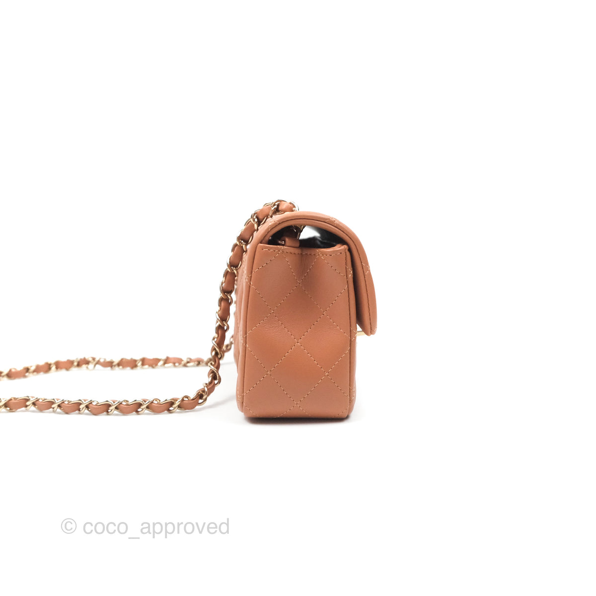 Chanel Quilted Mini Rectangular Flap Caramel Lambskin Gold Hardware ...