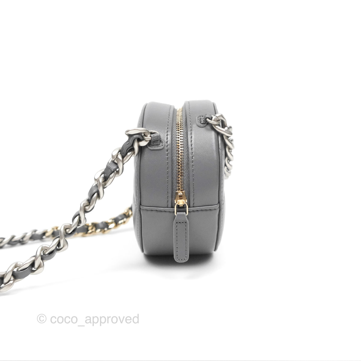 Chanel 19 Round Clutch With Chain Grey Mixed Hardware – Coco Approved ...