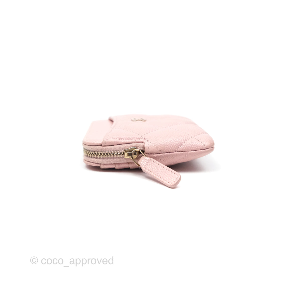 Chanel Quilted Classic Zip Card Holder Wallet Pink Caviar Gold Hardwar ...