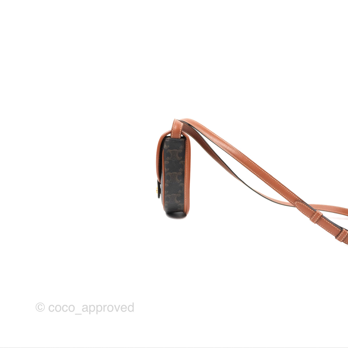 Celine Mini Besace Triomphe Canvas Calfskin Tan – Coco Approved Studio