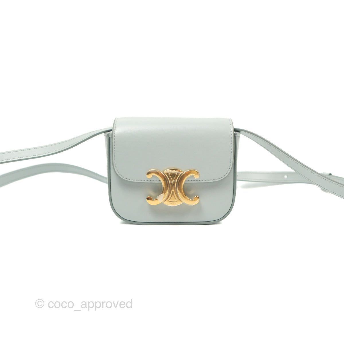 Celine Mini Claude Triomphe Bag Shiny Calfskin Soft Blue – Coco ...