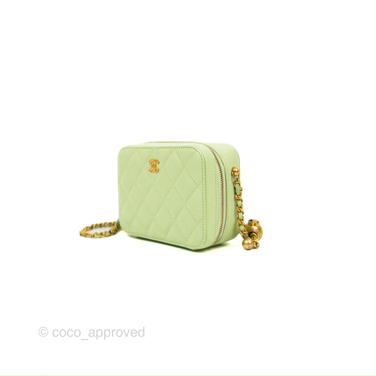 Chanel Pearl Crush Quilted Camera Bag Avocado Green Lambskin Aged Gold ...