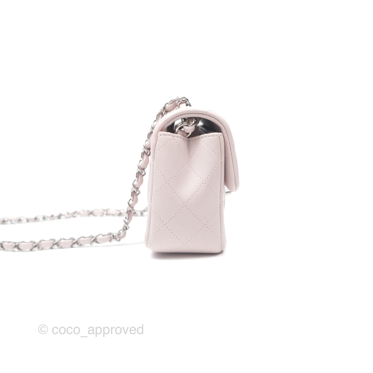 Chanel Quilted Mini Rectangular Pale Lilac Lambskin Silver Hardware ...