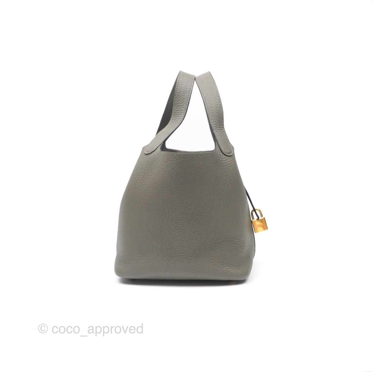 Hermès Picotin Lock 18 Gris Meyer 0L Clemence Gold Hardware – Coco ...