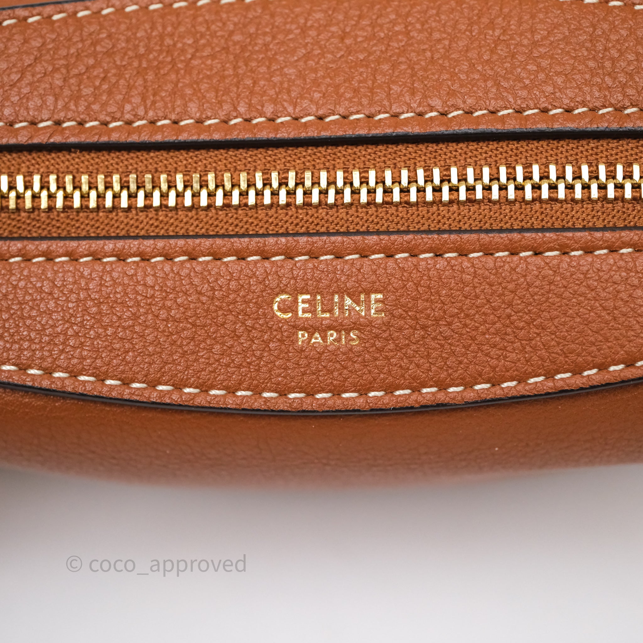 Celine Mini Romy Shoulder Bag Tan Calfskin Gold Hardware – Coco ...