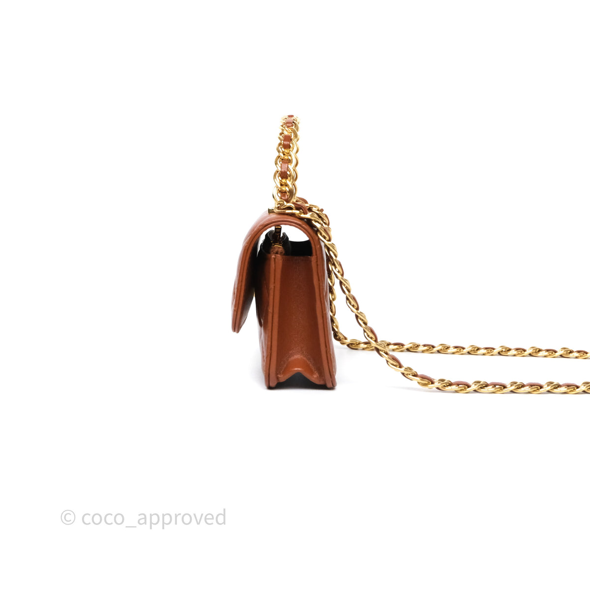 Chanel Top Handle Mini WOC Phone Holder with Chain Dark Caramel Lambsk ...