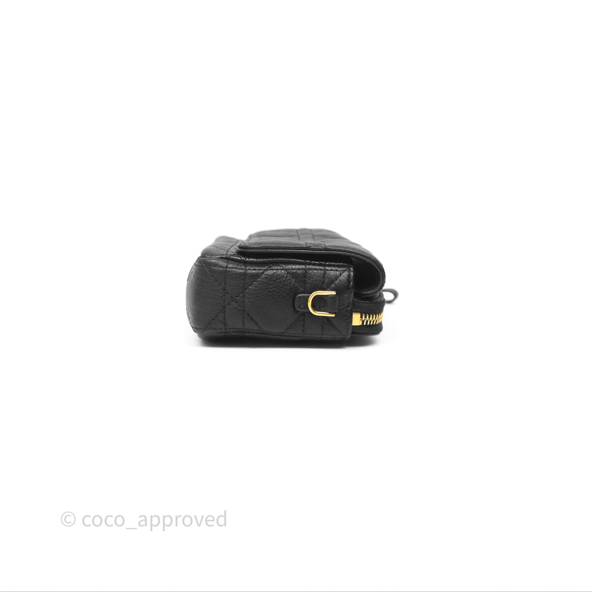 Christian Dior Caro Pouch with Chain Black Cannage Calfskin – Coco ...