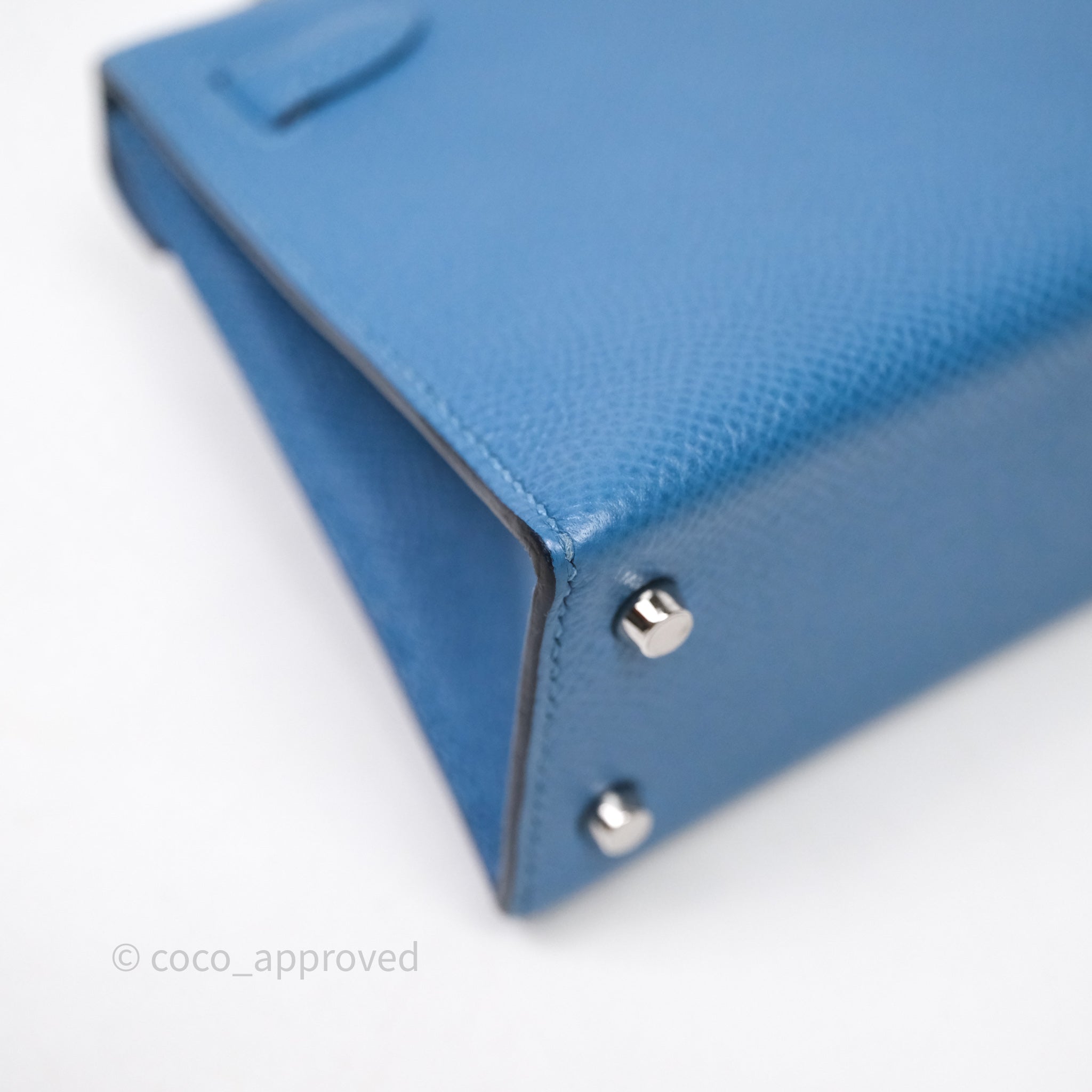 - DM/Email To Purchase - Hermès Mini Kelly Bleu Azur 7R Epsom Palladiu ...