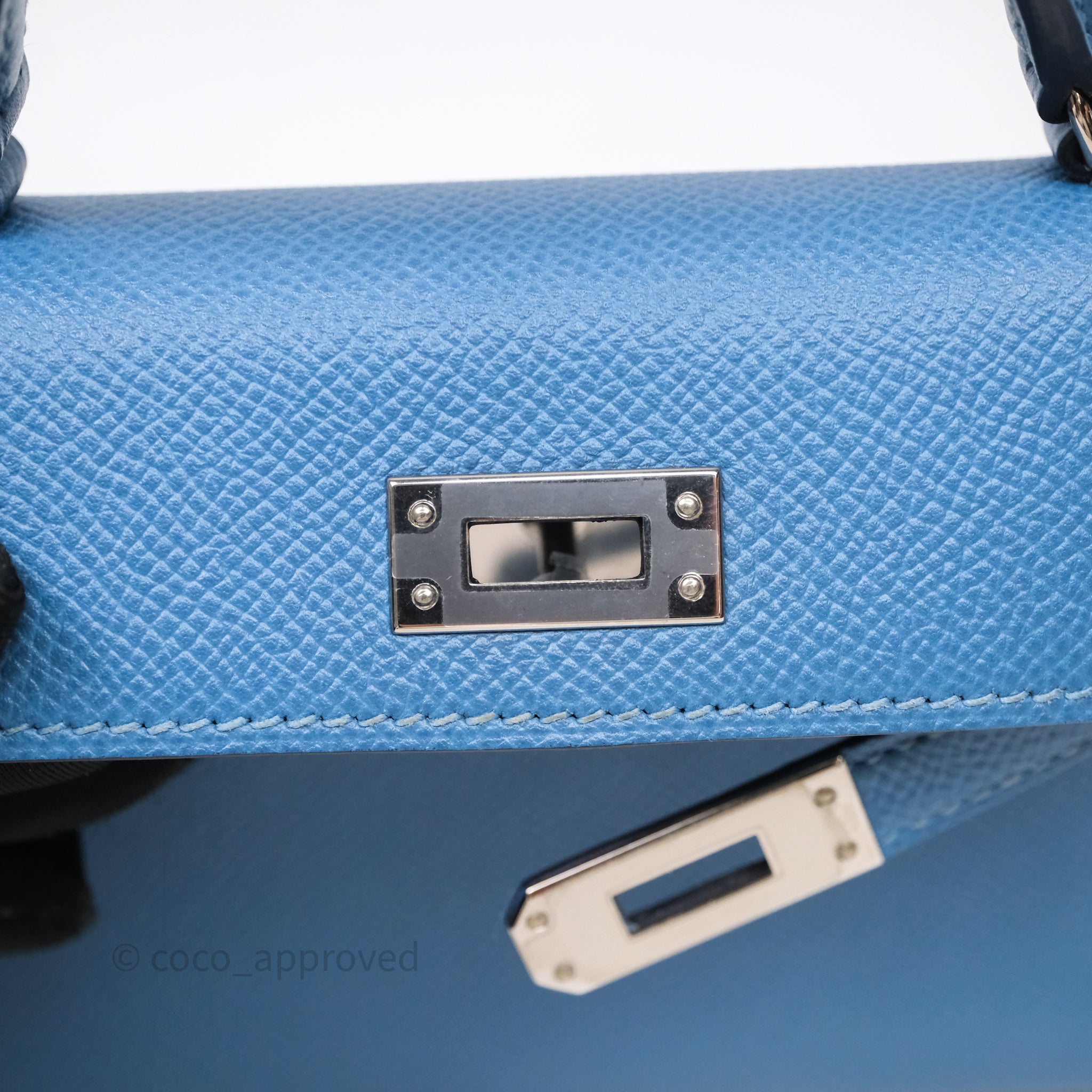 - DM/Email To Purchase - Hermès Mini Kelly Bleu Azur 7R Epsom Palladiu ...
