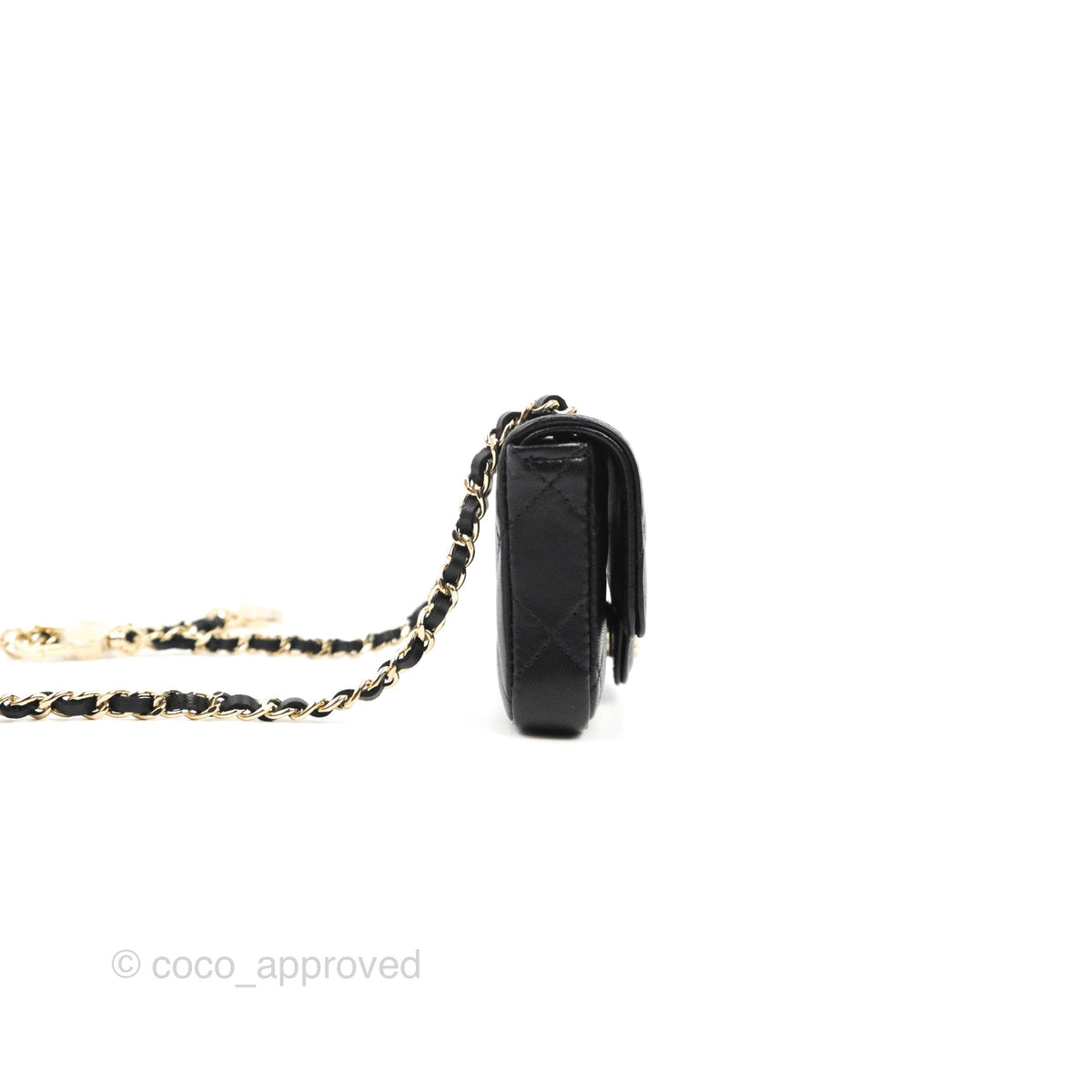 Chanel Bow Chain Belt Bag Black Lambskin Gold Hardware – Coco Approved ...