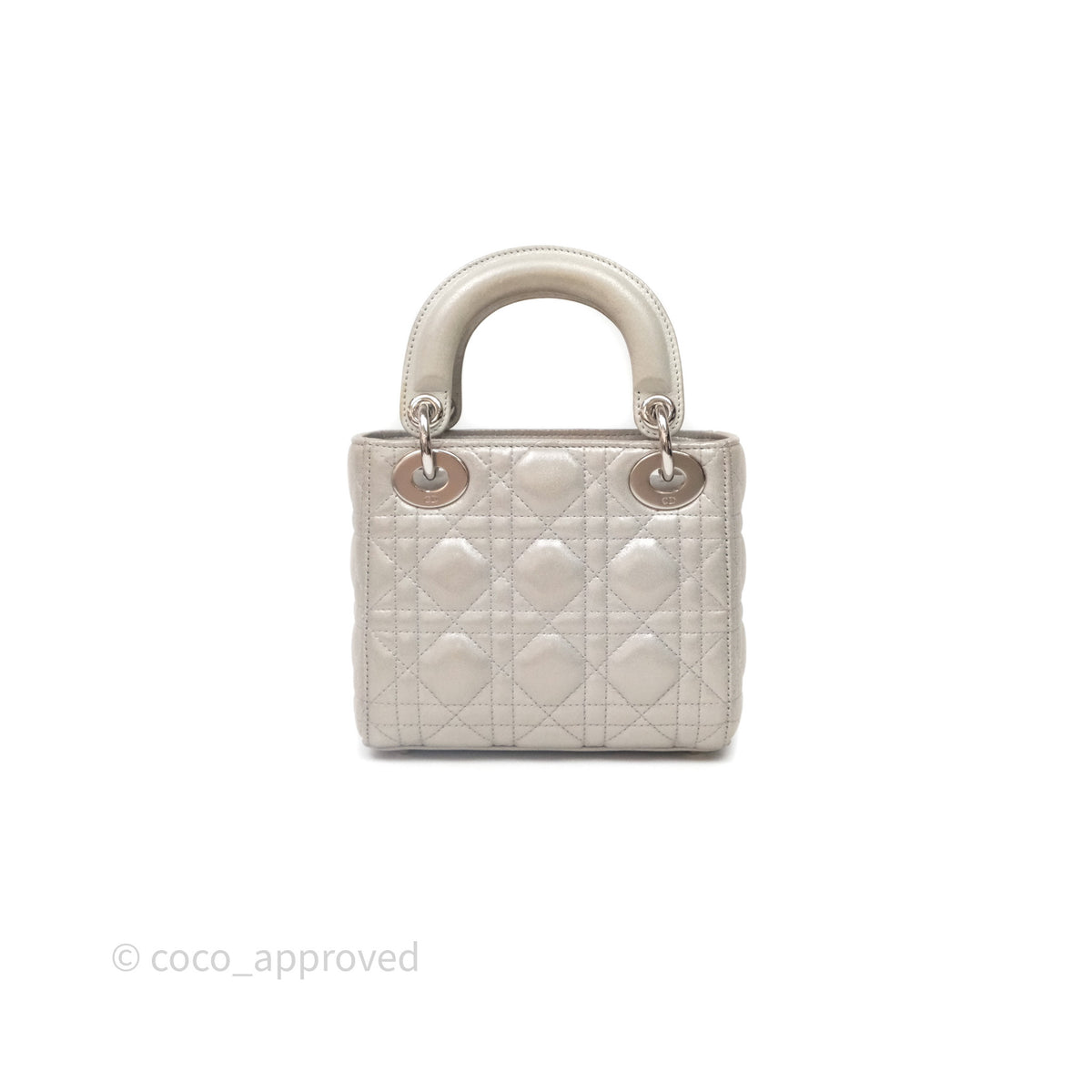 Christian Dior Mini Lady Dior Metallic Silver Nubuck Silver Hardware ...