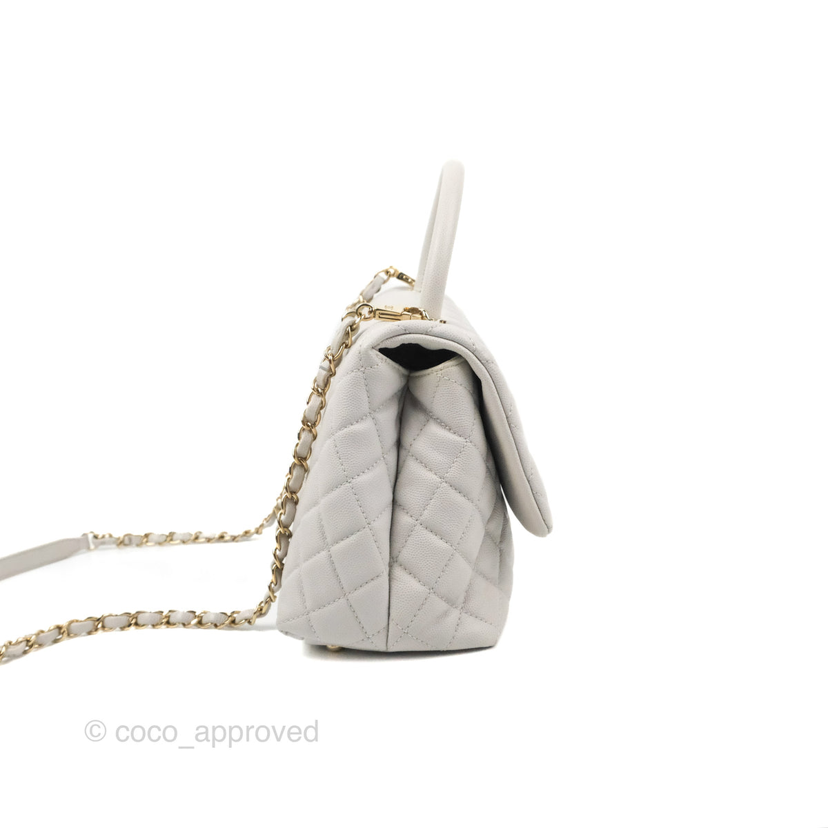 Chanel Medium Coco Handle Quilted Grey Caviar Gold Hardware – Coco ...