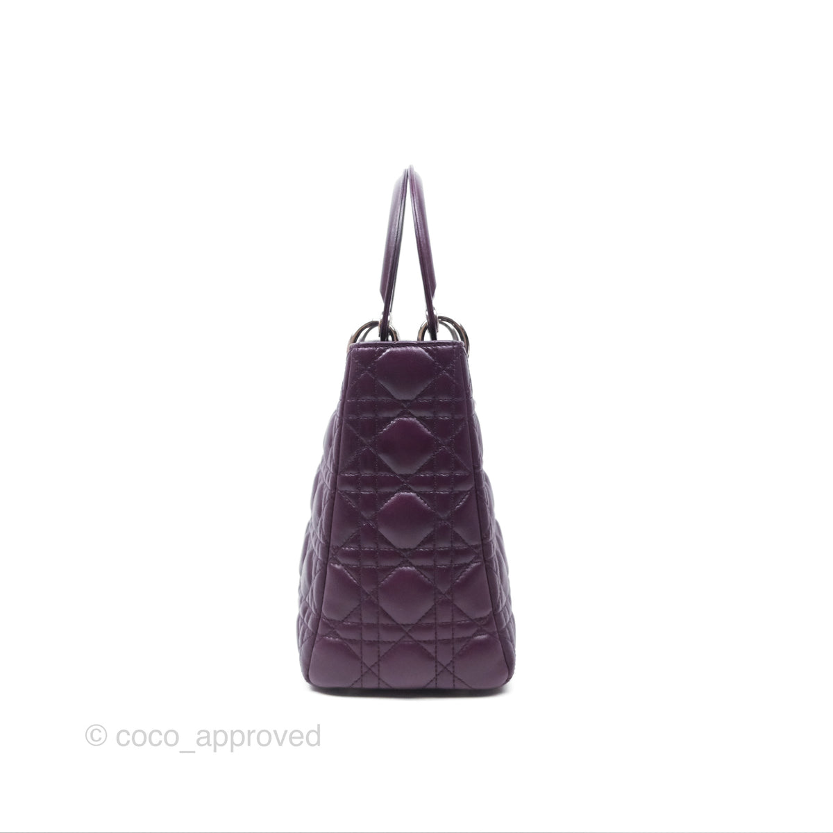 Christian Dior Medium Lady Dior Dark Purple Lambskin Silver Hardware ...