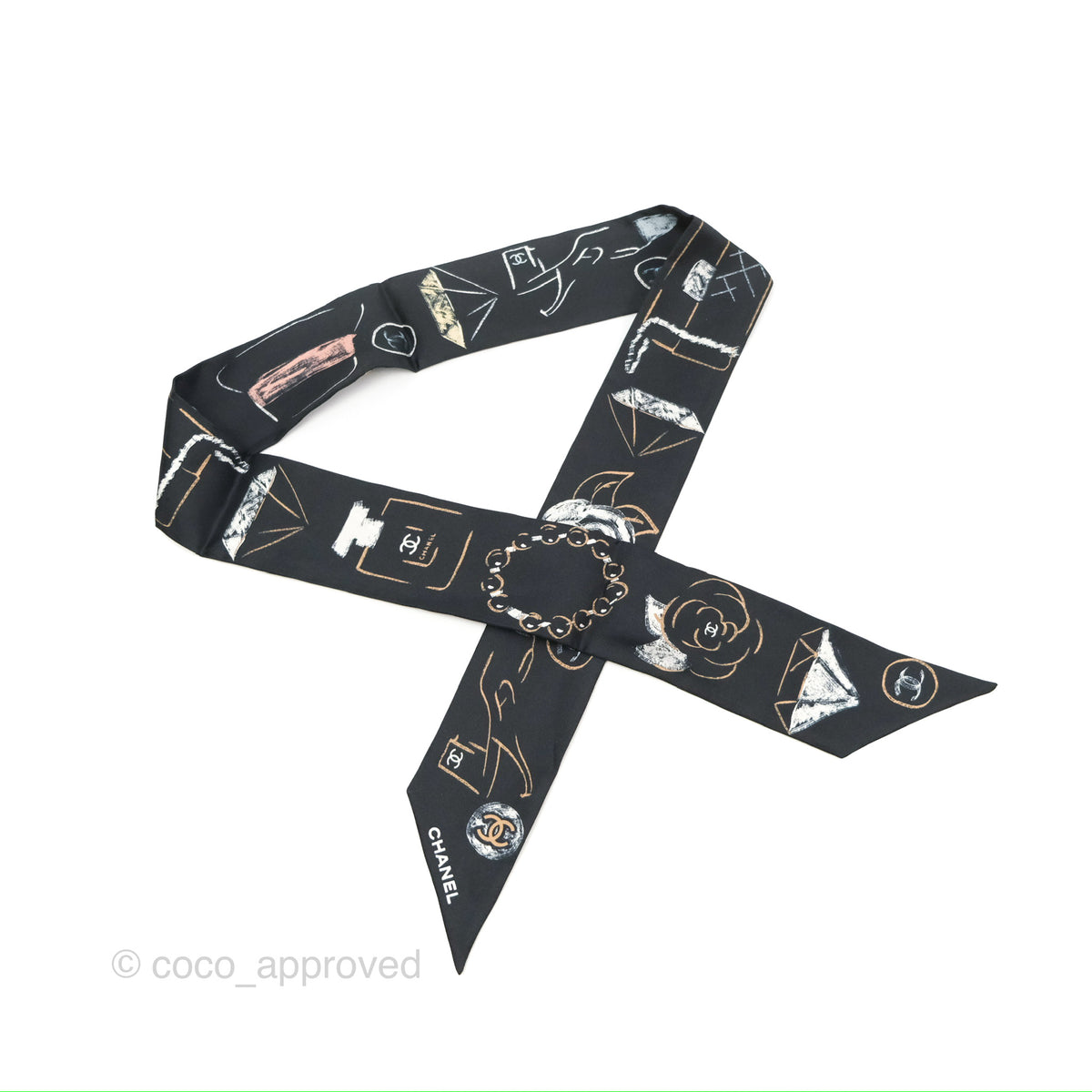 Chanel CC Silk Twilly Black – Coco Approved Studio