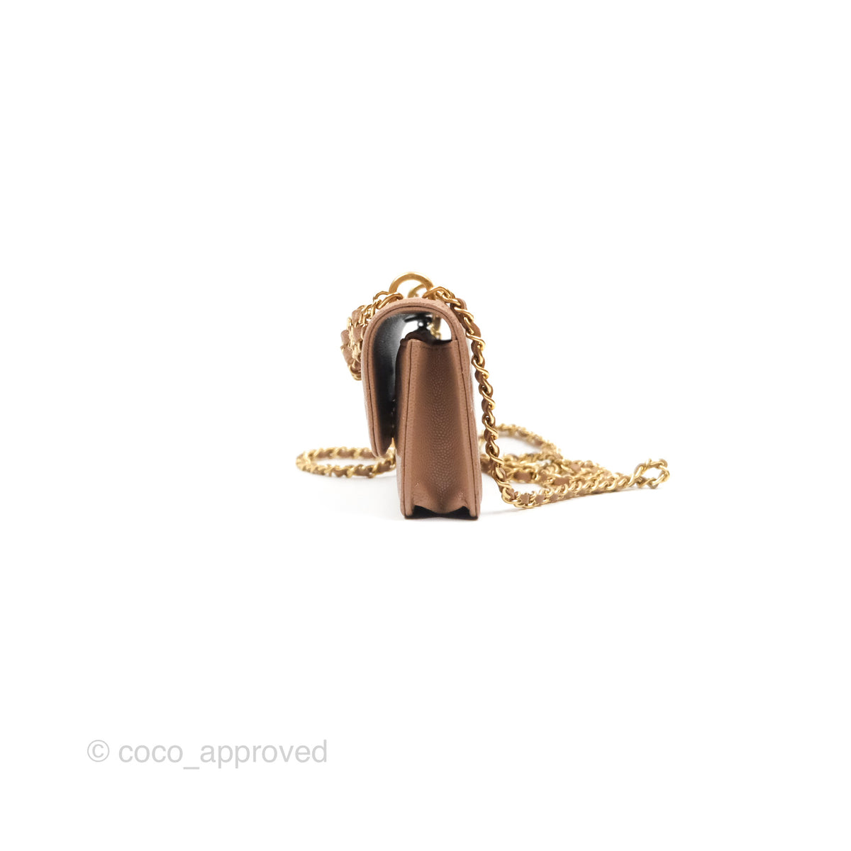 Chanel Coco First Phone Holder Dark Beige Caviar Gold Hardware 22K ...