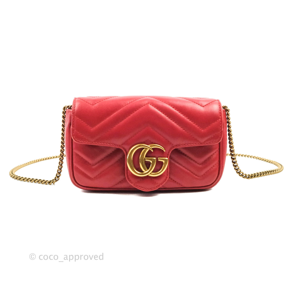 Gucci GG Marmont Matelassé Leather Super Mini Bag Red – Coco Approved ...