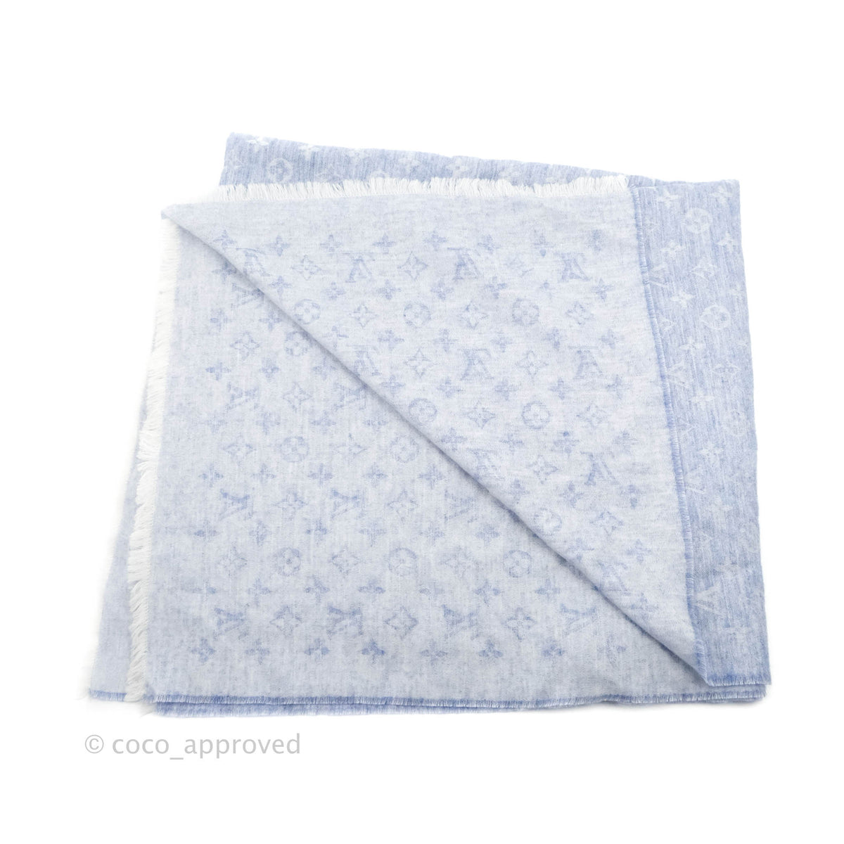 Louis Vuitton Wool Scarf Monogram Light Blue – Coco Approved Studio