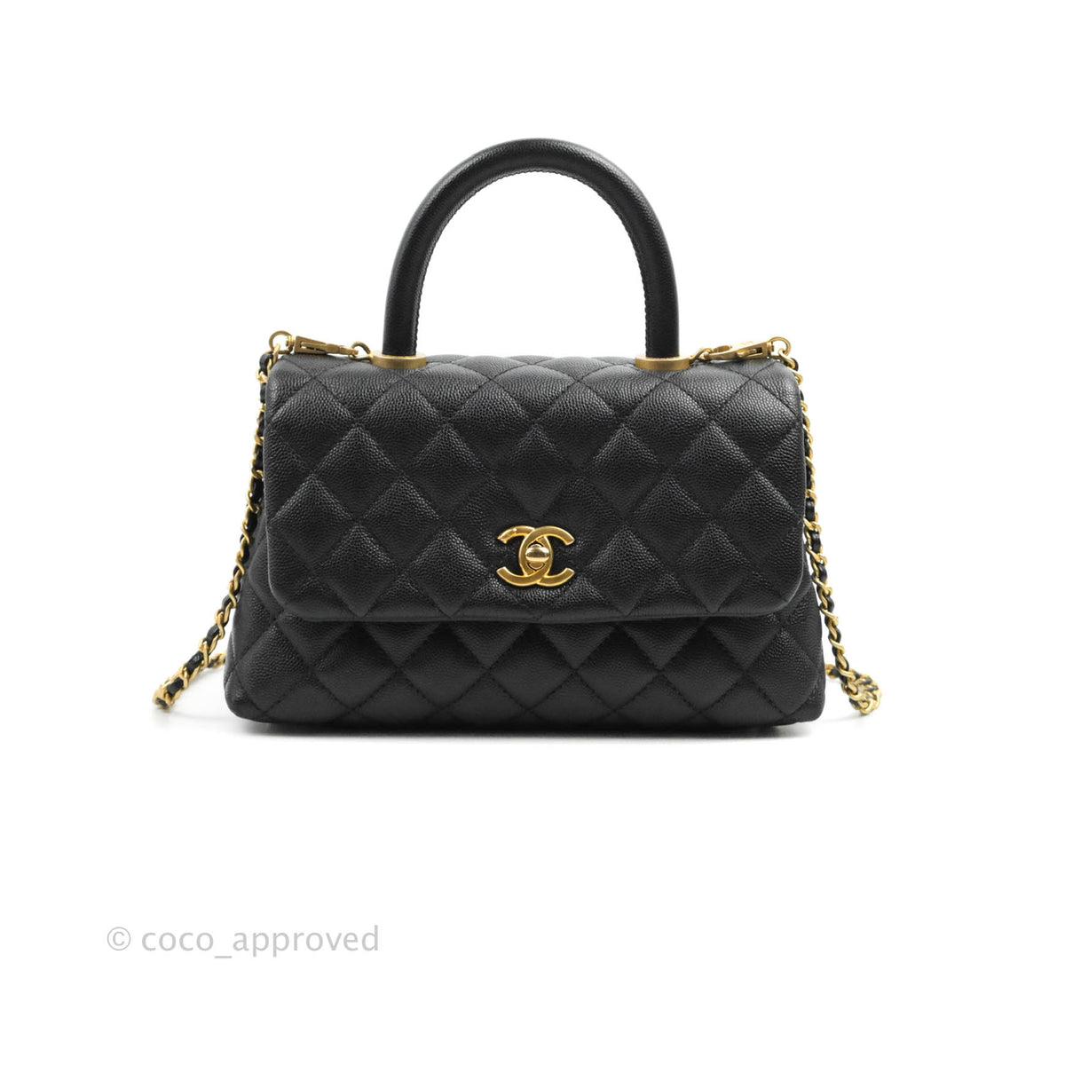 Chanel Small Coco Handle Black Caviar Aged Gold Hardware – Coco ...