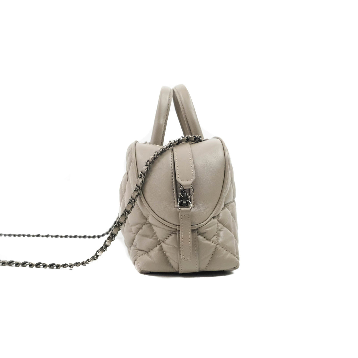 Chanel Quilted Small Coco Handle Bowling Bag Grey Aged Calfskin Ruthen ...