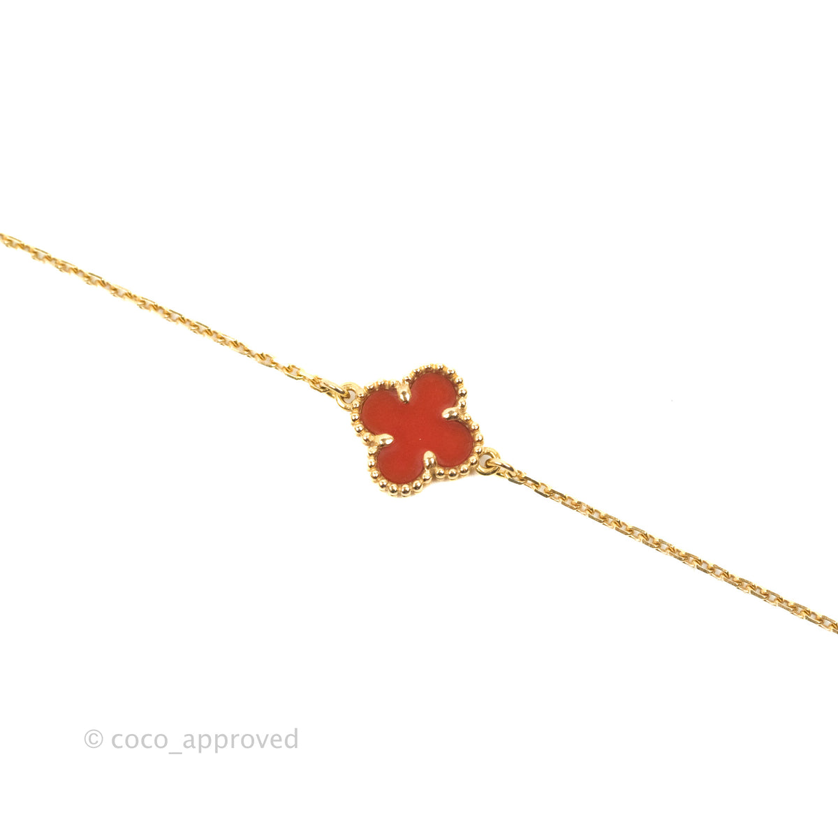 Van Cleef & Arpels Sweet Alhambra Pendant Red Carnelian Bracelet 18K R ...
