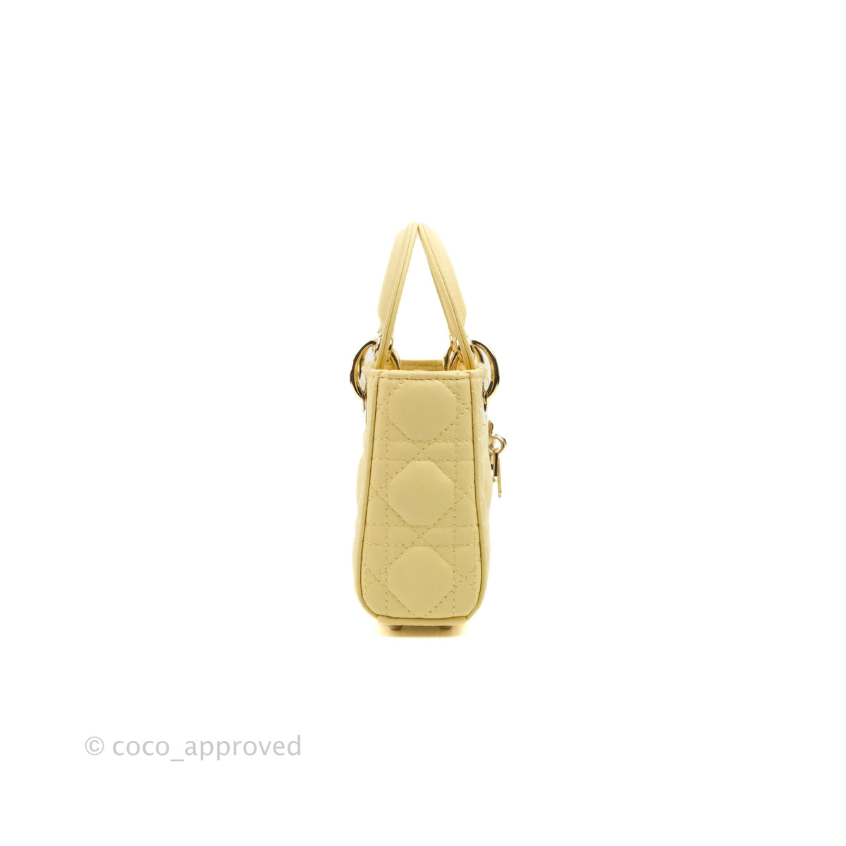 Christian Dior Micro Lady Dior Cannage Pale Yellow Lambskin Gold Hardw ...