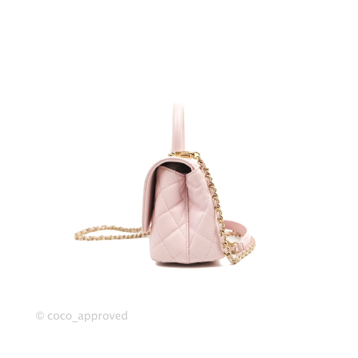 Chanel Mini Coco Handle Quilted Light Pink Caviar Gold Hardware – Coco ...