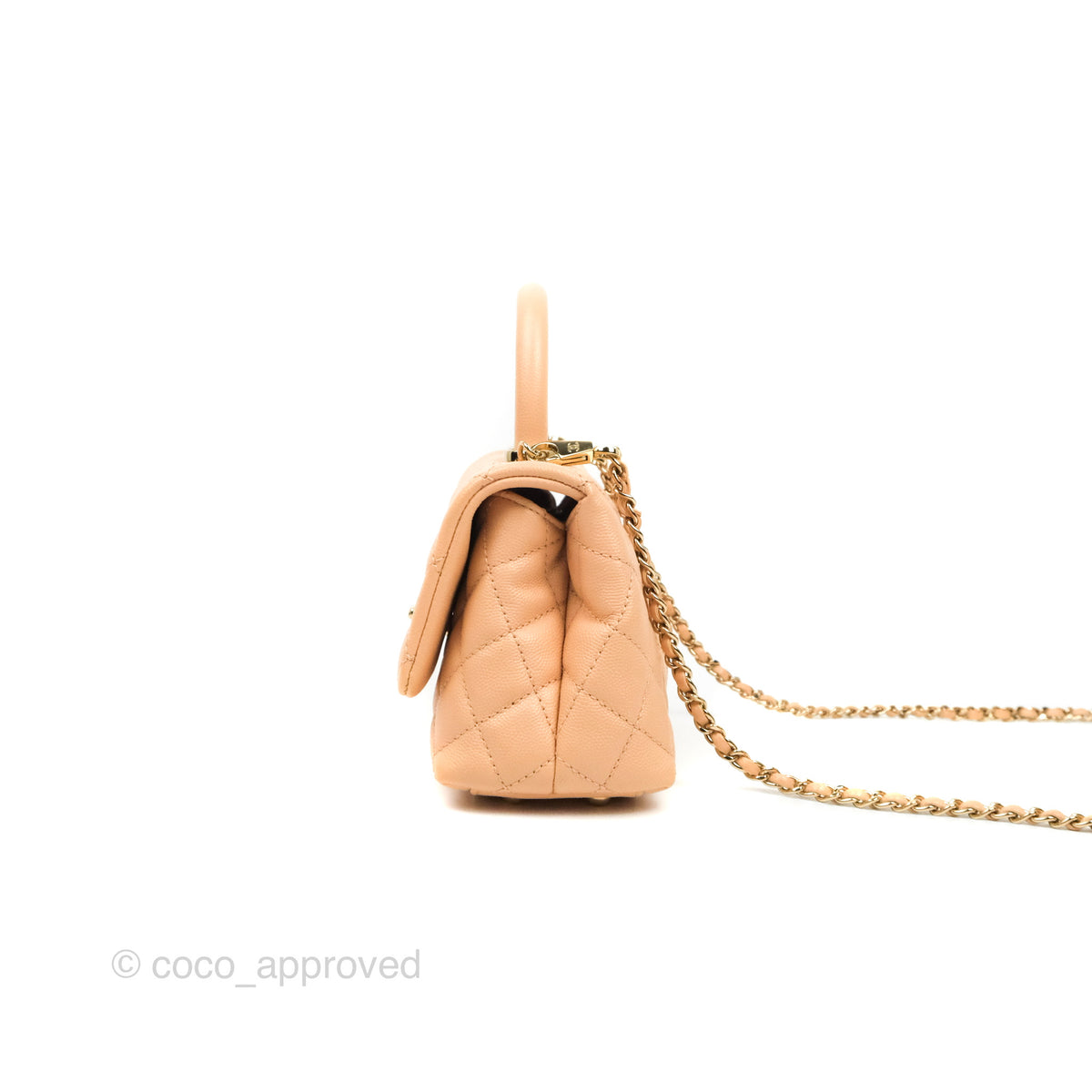 Chanel Mini Coco Handle Quilted Beige Pink Caviar Gold Hardware – Coco ...