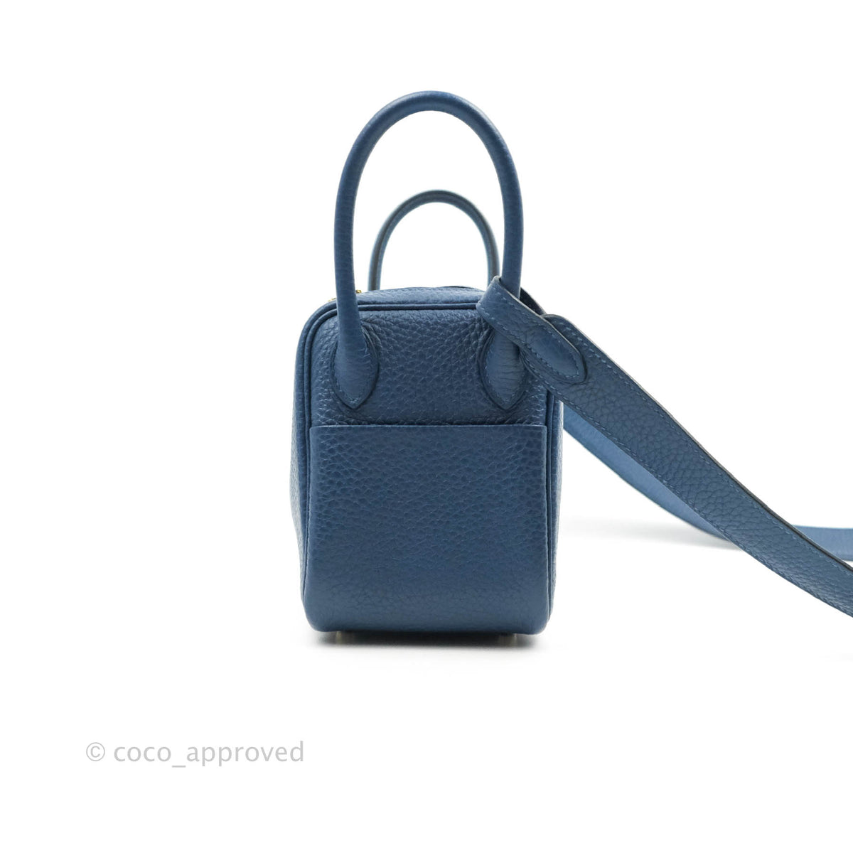 Hermès Mini Lindy 20 Deep Blue Clemence Gold Hardware – Coco Approved ...