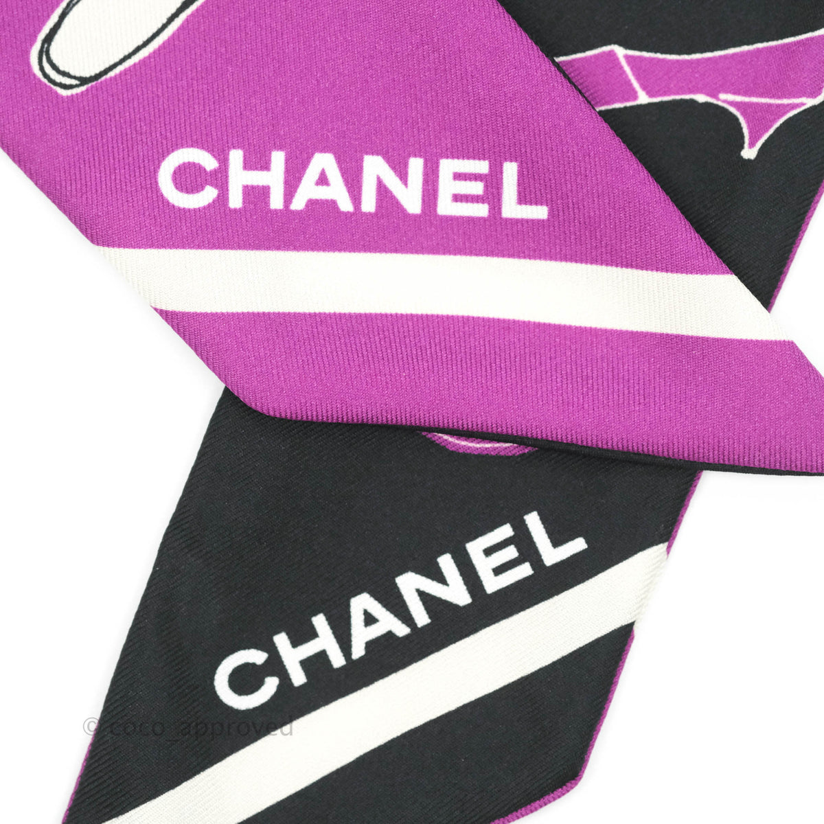 Chanel Silk Twilly in Purple & Black – Coco Approved Studio