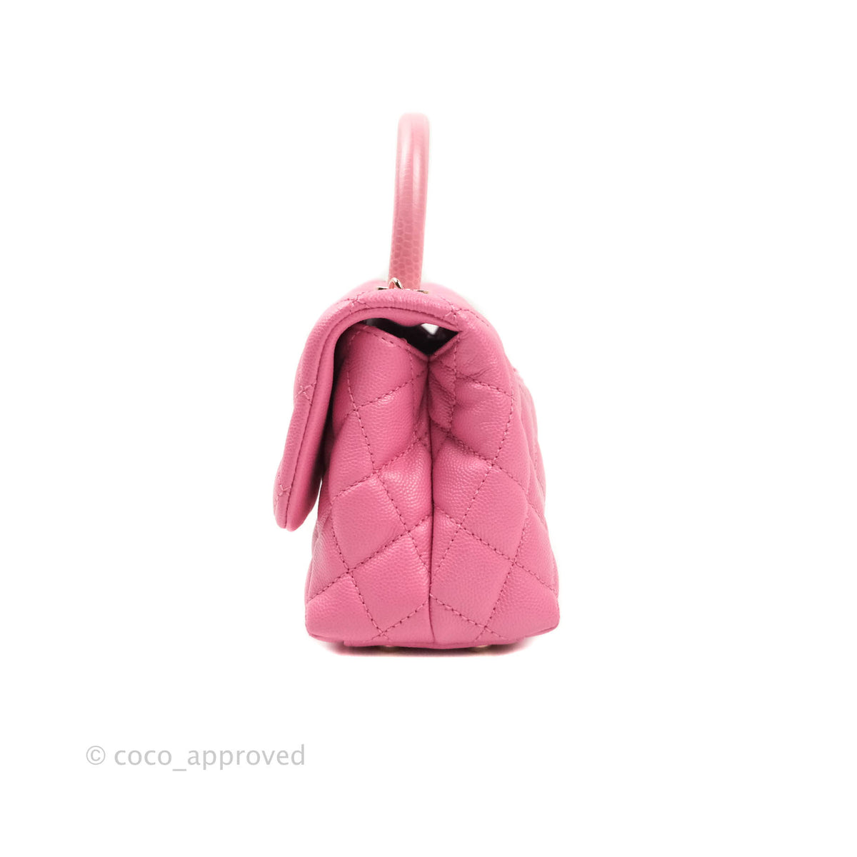 Chanel Extra Mini Coco Handle Quilted Pink Caviar Lizard Embossed Hand ...