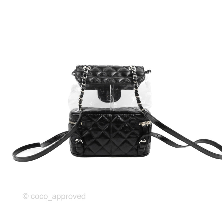 Chanel Aquarium PVC Backpack Black Crumpled Calfskin Silver Hardware ...