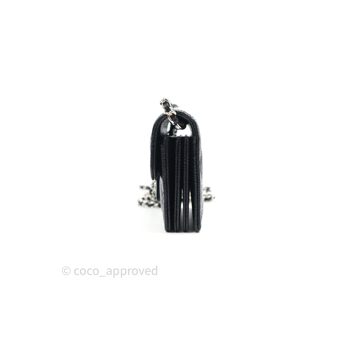 Chanel Mini Wallet With Chain Black Caviar Silver Hardware – Coco ...