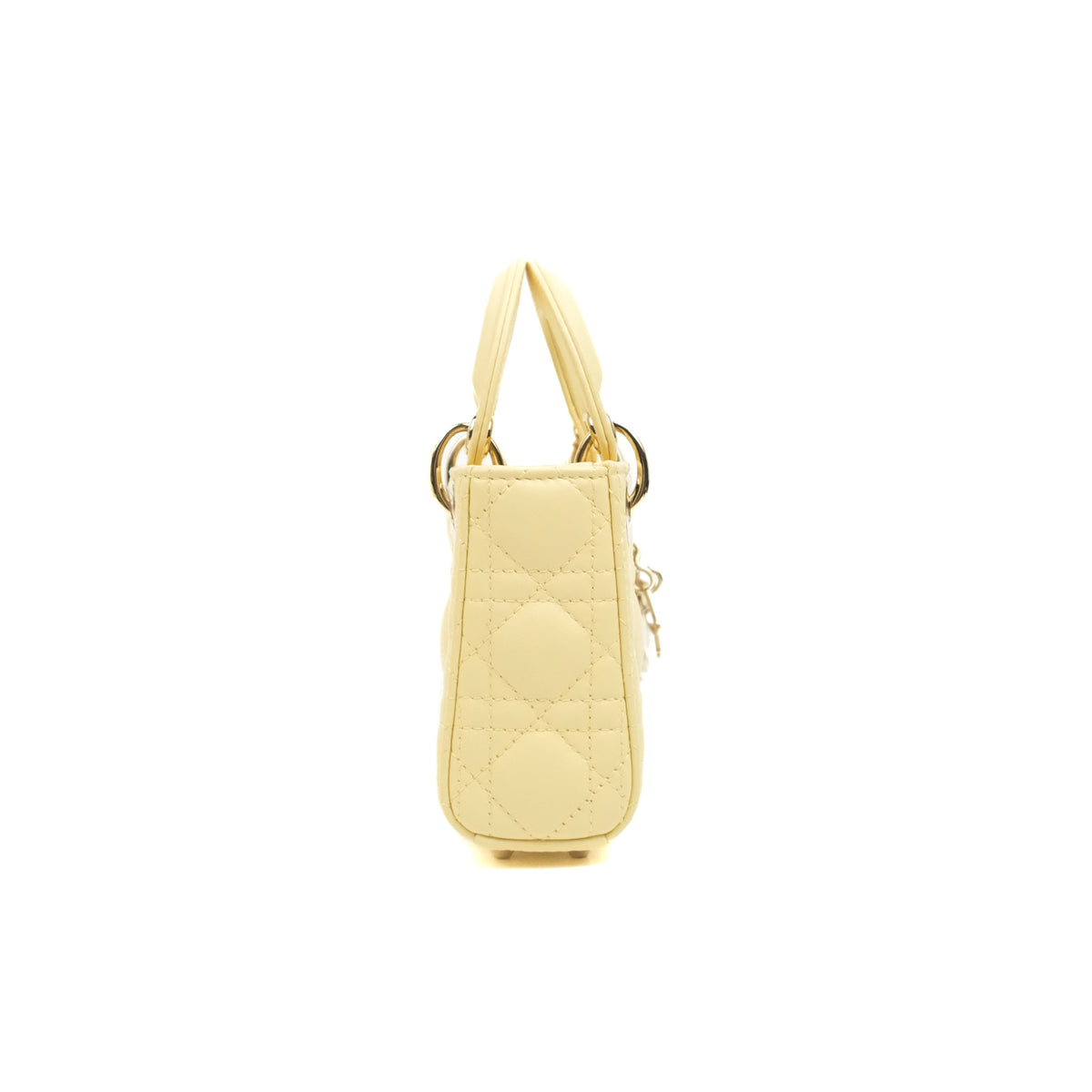 Christian Dior Micro Lady Dior Cannage Pale Yellow Lambskin Gold Hardw ...